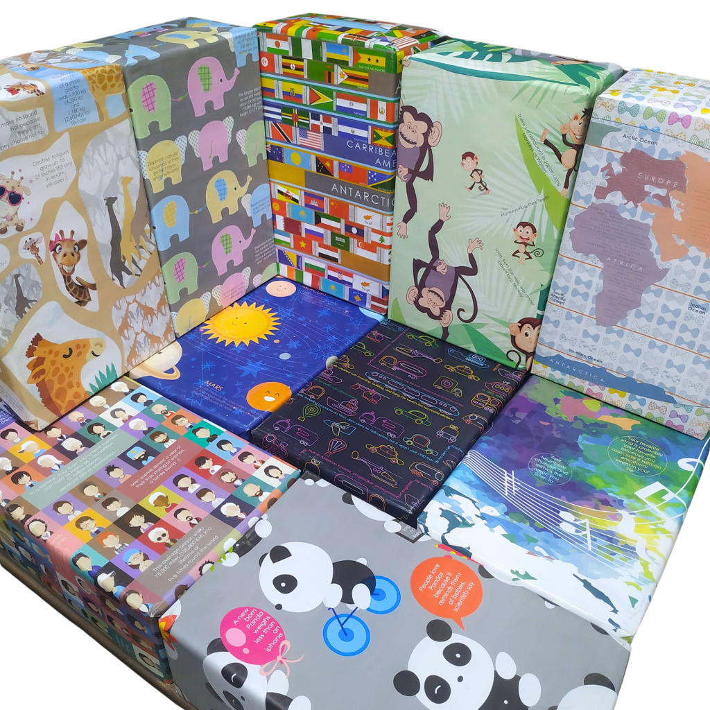 Assorted 10 Gift Wrapping Papers with for fun facts on wrapped gifts ...